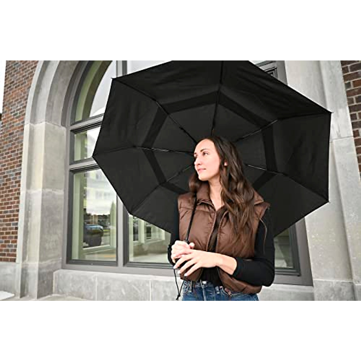 ShedRain WindPro - Vented Auto Open Auto Close Portable Compact Travel Umbrella for Rain and Wind with Teflon