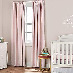 Lush Decor Pixie Fox Geo Blackout Window Curtain Panel, Single Panel, 52" W x 84" L, Pink - 100% Blackout Curtains - White & Pink Curtains for Kids & Baby - Geometric Dots - Bedroom & Nursery Decor