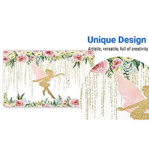 Funnytree Floral Fairy Birthday Party Backdrop for Photography Pink and Gold Fairy Tale Tea Flowers Wonderland Princess Girl Baby Shower Background Decoration Banner Supplies Photo Booth