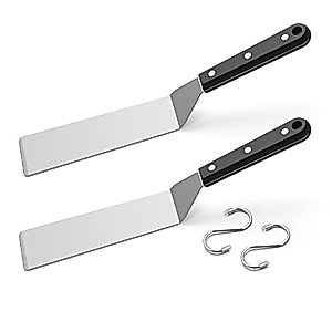 Metal Spatula Set, HaSteeL Stainless Steel Long Narrow Griddle Spatula, Heavy Duty Burger Turner Pancake Flipper with ABS Handle, Griddle Accessories Tools for BBQ Flat Top Cast Iron Grilling Cooking