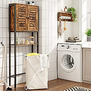 HOOBRO Over The Toilet Storage Cabinet, Bathroom Space Saver with Louver Door, Industrial Bathroom Cabinet Over Toilet, Easy to Assemble, Stable, Rustic Brown BF43TS01