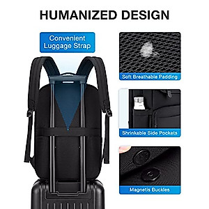 BAGSMART Laptop Backpack, Backpack For Men Women,Black Travel Backpack Fits 17.3 Inch Computer Work Back Pack College Bag With Charging Port