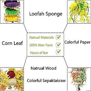 5Pcs Bird Shredding Toys for Parakeet Cockatiel Conure Bird Parrot Loofah Toys Parakeet Chewing Toys Parrot Shredder Toys Bird Foraging Toys Bird Cage Accessories for Small Medium Parrots