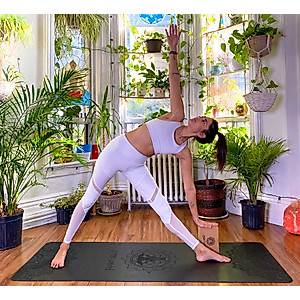 Yoga World Cork Yoga Blocks - Firm, Non-Slip Bricks for Stretching Practice, Pilates, Stability, Fitness - Curved Edges for Secure Grip - Easy-to-Clean Exercise Accessory - 9x6x3, Approximately 700g