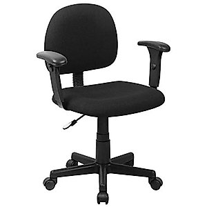 Flash Furniture Mid-Back Black Fabric Swivel Task Office Chair with Adjustable Arms