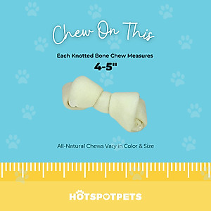 Hotspot Pets 4-5 Inch USDA Certified Facility Rawhide Dog Chew Bones - Choice of 10, 20, 30 Packs - from Grass Fed Brazilian Cows - Promotes Dental Hygiene and Good Behavior (10 Pack)