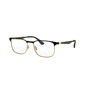 Ray-Ban RX6363 Square Prescription Eyeglass Frames, Black On Arista/Demo Lens, 54 mm