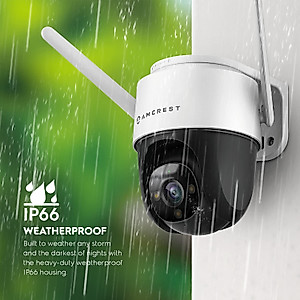 Amcrest 4MP Outdoor PT WiFi IP Camera Pan Zoom (Digital 16x) SmartHome WiFi Camera Security Speed Dome, Motorized Tilt, 98ft Nightcolor, (2.4Ghz), 107º FOV, IP66, 4MP, ASH47-W
