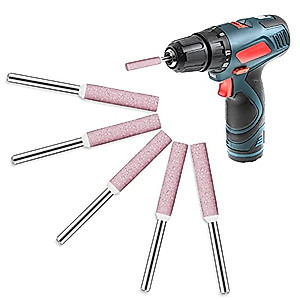 PRECIHW 10 Pack Chainsaw Sharpener Stone, Burr Grinding Stone File, Polishing Grinding Tool Grinding Bits for Chainsaw Sharpener, Pink, 3/16 Inch/ 4.8 mm