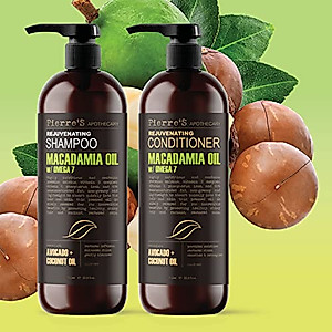 Pierre'S Apothecary Macadamia Oil Hydrating Shampoo for Dry Hair, Renewing Damage Repair, Moisturizing, All Hair Types, 33.8 oz