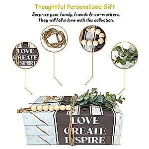 ZOKAEL Decorative Book Decor - Set Includes 3 Hard Cover Books with Love Create Inspire Quote, Decorated with Twine and Beads and A Faux Leaf. A Great Gift Idea
