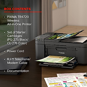 Canon PIXMA TR4720 All-in-One Wireless Printer Home use, with Auto Document Feeder, Mobile Printing and Built-in Fax, Black