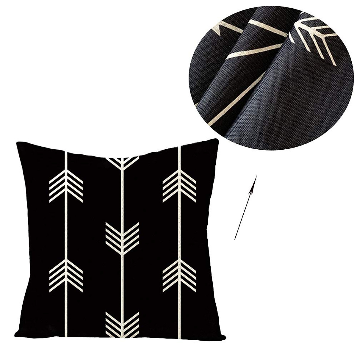 IcosaMro Throw Pillow Covers Black and White Pillow Cases Set of 4 Arrow Mountain 18x18 Decorative Square Zippered Cotton Linen Cushion Cover Room Sofa Decor