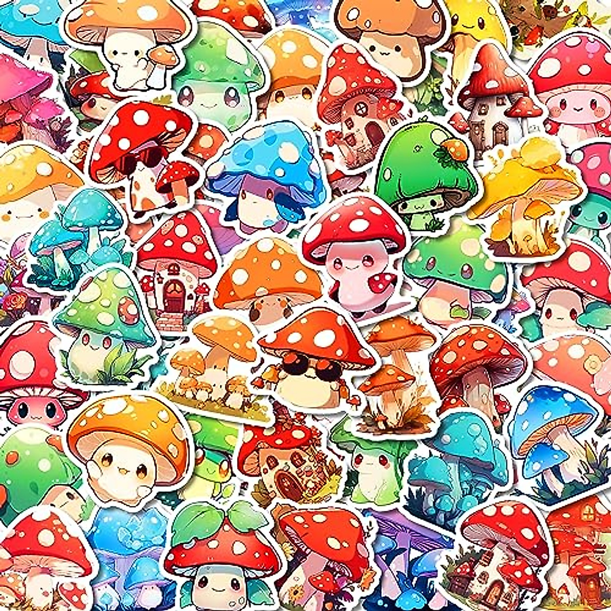 100 PCS Cute Stickers Pack,Cartoon Mushroom Stickers for Kids Boys Girls,Waterproof Aesthetic Stickers for Water Bottle Laptop Scrapbook Notebook Skateboard