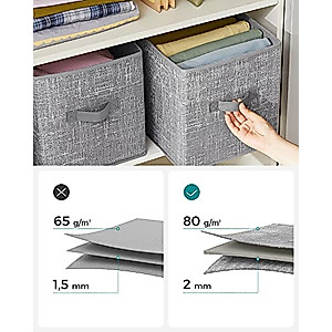 SONGMICS Storage Cubes and Cube Storage Organizer Bundle, 11-Inch Non-Woven Fabric Bins with Double Handles, 6 Cube Closet Organizers and Storage, Gray and Black UROB26LG and ULPC06H