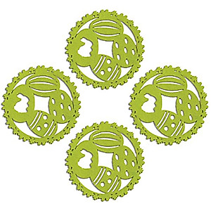Boston International Easter Eggs Felt Drink Coasters, Set of 4, 4-Inches, Green