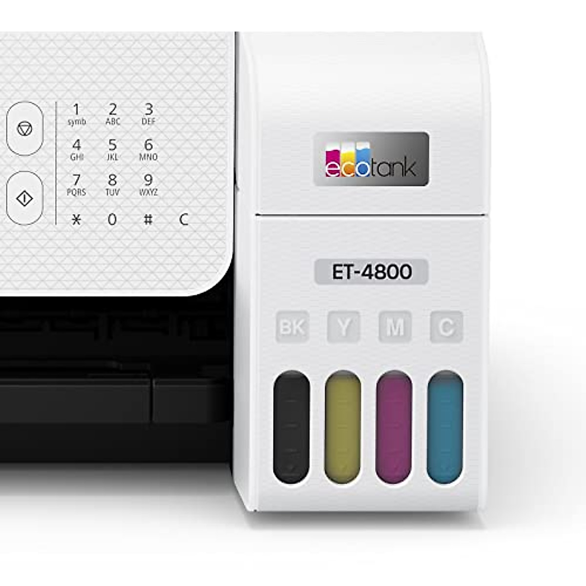 Epson EcoTank ET-4800 Wireless All-in-One Supertank Color Inkjet Printer Office, White - Print Copy Scan Fax - 10.0 ppm, 5760 x 1440 dpi, 8.5" x 14", Voice Activated, 30-Sheet ADF, Ethernet, DAODYANG