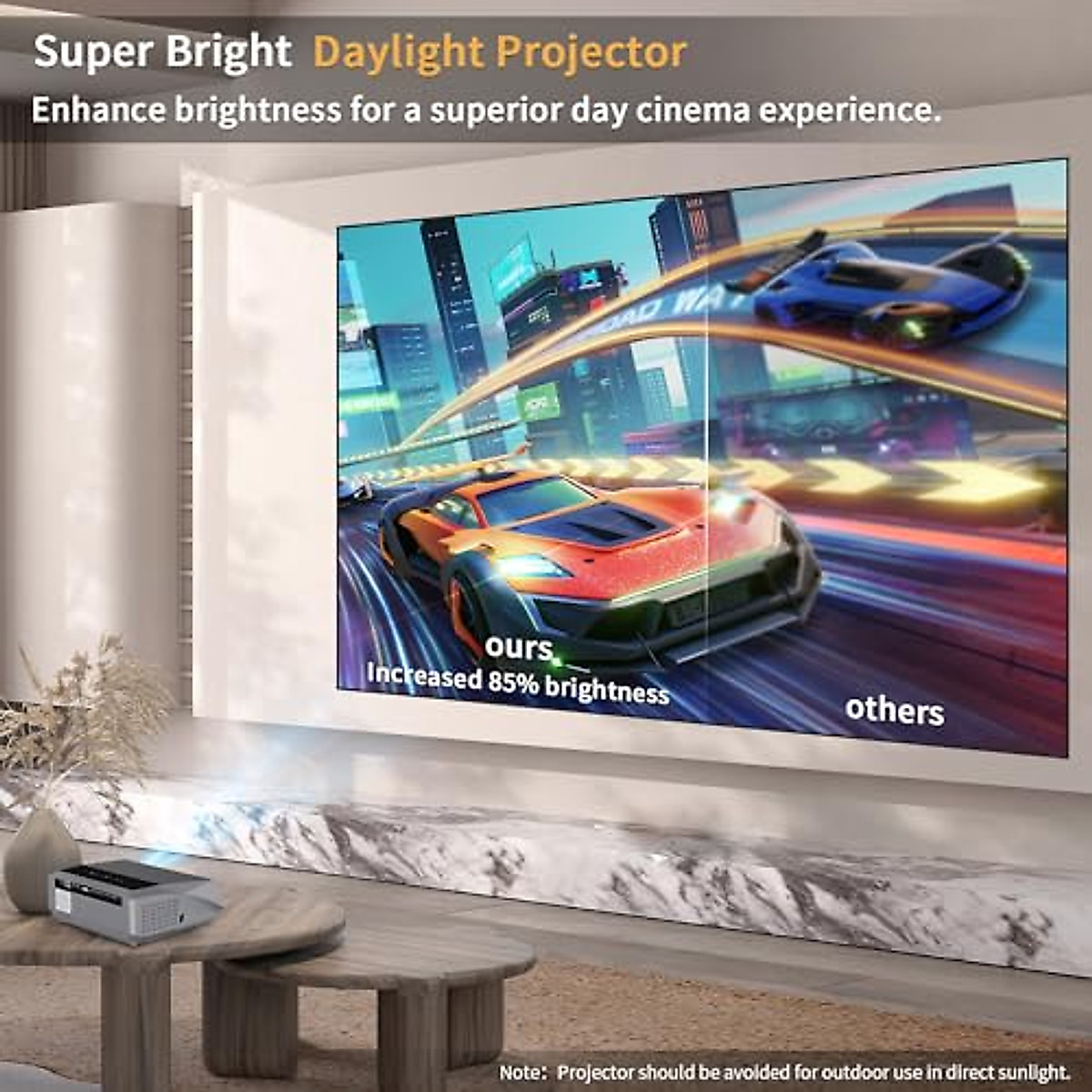 Smart Projector 4K with 5G WiFi and Bluetooth, 1200 ANSI Ultra Bright Daylight Auto Focus Projectors with HDR10+ 6D Auto Keystone, 4K Home Theater Video Proyector for Gaming Movie Business