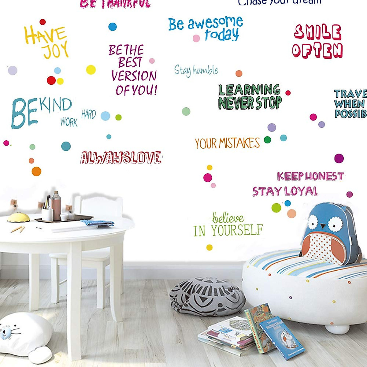 Motivational Phrases Wall Decals Child Inspirational Quotes Wall Sticker, DIY Removable Wall Window Positive Sayings for Kids Baby Nursery Childrens Bedroom Classroom Home Decor Art (1)