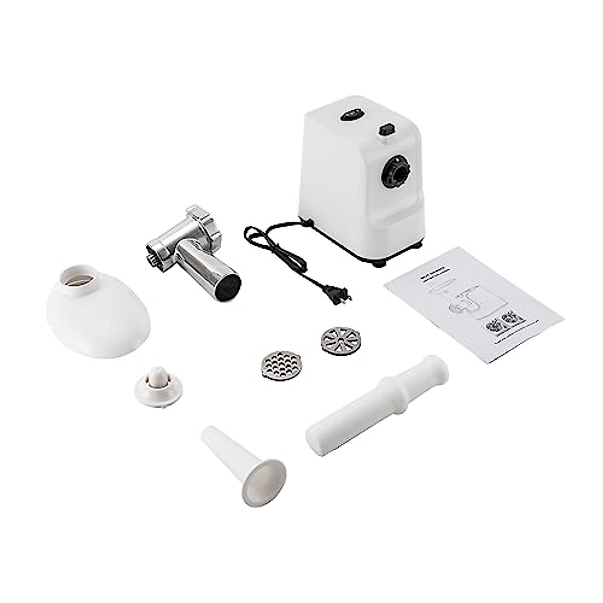 BANLICALI Meat Grinder, 1000W Electric Meat Grinder Sausage Maker with 3 Grinding Plates & Sausage Stuffer Tube Stainless Steel Kitchen Meat Grinder Heavy Duty for Beef, Pork, Chicken 110V (White)