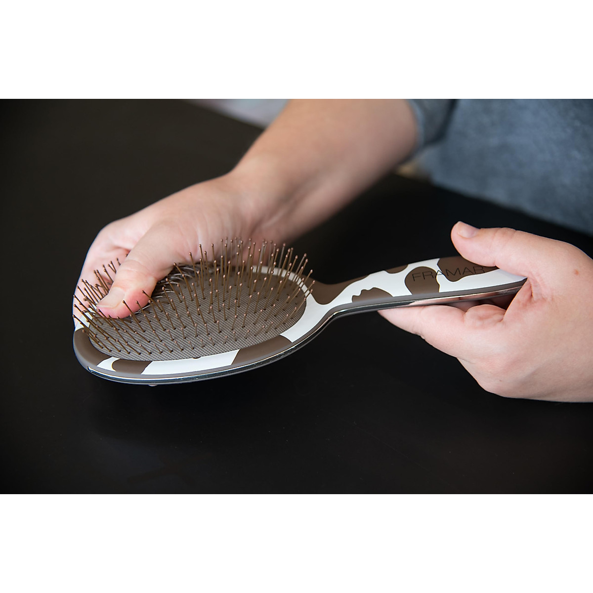 FRAMAR Cow Print Hair Brush Detangler, Detangling Hairbrush For Women, Wet Hair Brush For Girls, Hair Detangler Brush, Wet Hairbrush, Hairbrushes, Girls Hairbrush Detangler, Reduces Frizz – Cow Print