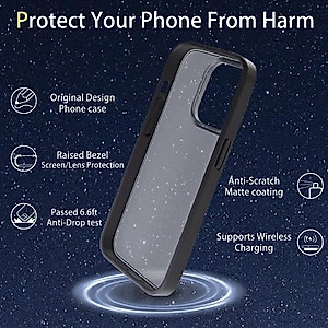 YITETTTI Hard Case for iPhone 14 Pro Max[0.2-Inch Lens Protective][6.6FT Military Grade Protective] Translucent Matte Slim Shockproof Case for iPhone 14 pro max Phone Cases Cover,Black