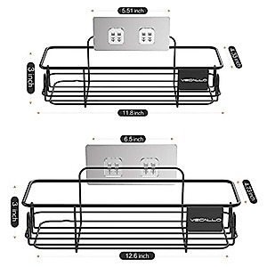 2-Pack Shower Caddy Basket Shelf with Hooks Stainless Steel for Shampoo Conditioner No Drilling Adhesive Bathroom Storage Organizer ,Kitchen Spice Racks