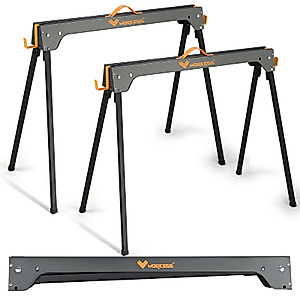 WORKESS Saw Horses 2 Pack, Heavy Duty Folding Portable Saw Horses Table 2200 Lbs Load Capacity with 2x4 Support Legs, Fast Open Legs and Easy Grip Handle for Woodworking.