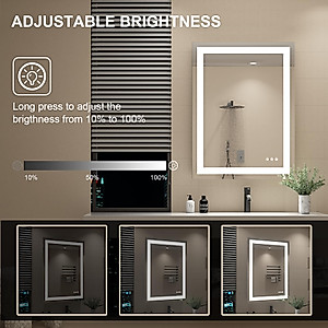 Modlicht 36" x24” LED Bathroom Mirror, Dimmable LED Mirror for Bathroom, Adjustable Warm/Natural/Cold Light, Memory Function, IP54, Lighted Bathroom Mirror with Smart Touch Button, Home Decor