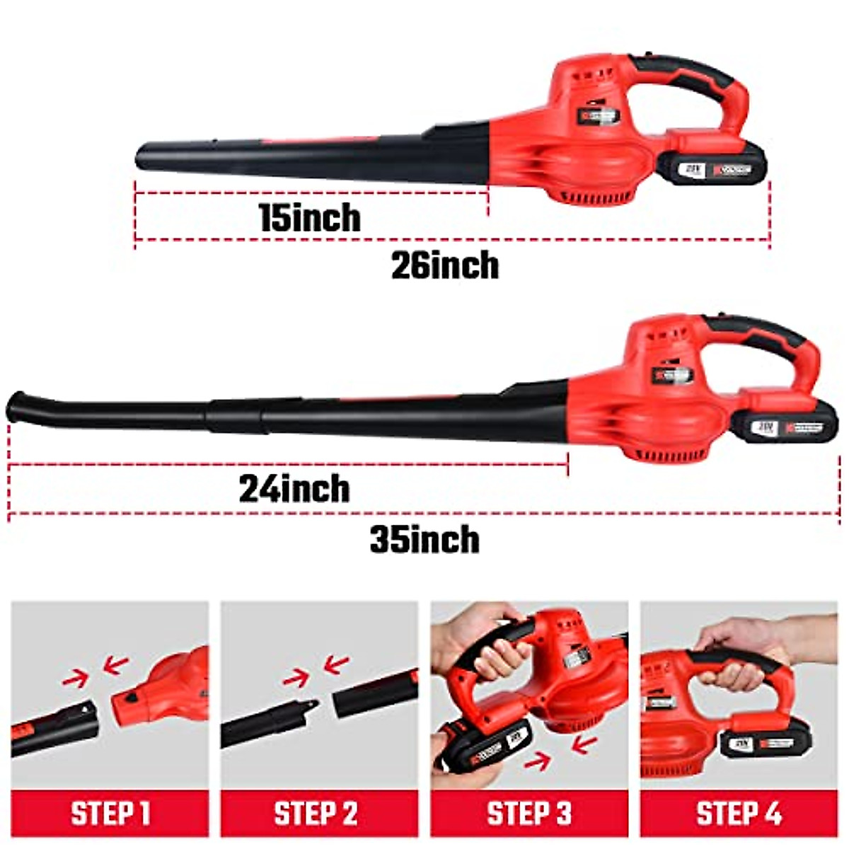 Cordless Leaf Blower, 20V Battery Powered Leaf Blower - VOLTKORE Electric Handheld Leaf Blower for Blowing Leaves, Dust, Snow in Patio, Garden.(Quick Charger & Battery Included) - 2023 Upgraded