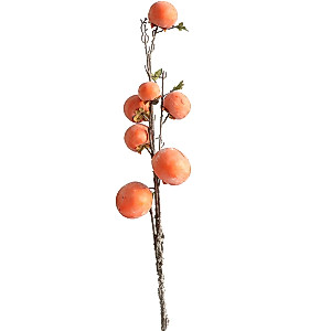 Junzixiao Artificial Persimmon Tree Branches Fake Fruit Home Wedding Decor Artificial Flowers Garden Hotel Office Home Farmhouse Decor One Branch per Pack (Orange, 35.43)