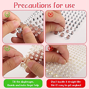 15 Sheets 3195 Pcs Self Adhesive Rhinestones Pearls, 6 Sizes Face Gems Jewels Pearl Stickers Stick On Hair Gems for Halloween Decoration Makeup Crafts