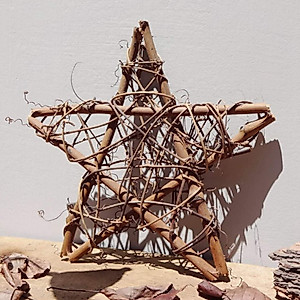 Natural Brown Vine Stars Wicker Rattan Star for Home Garden Wreath Christmas Garland Tree Decoration (3Pcs, 8inch)