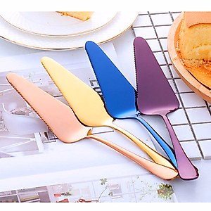 Dough Cutter Cake Pie Pastry Servers, Stainless Steel Cake Serving Onside with Fine Serrated, Simple Serrated Cake Shovel, Baking Tool for Kitchen Home Wedding (Rose Gold) Baking Shovel