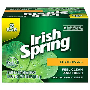 Irish Spring Original Deodorant Bar Soap, 3.20 oz bars, 2 ea