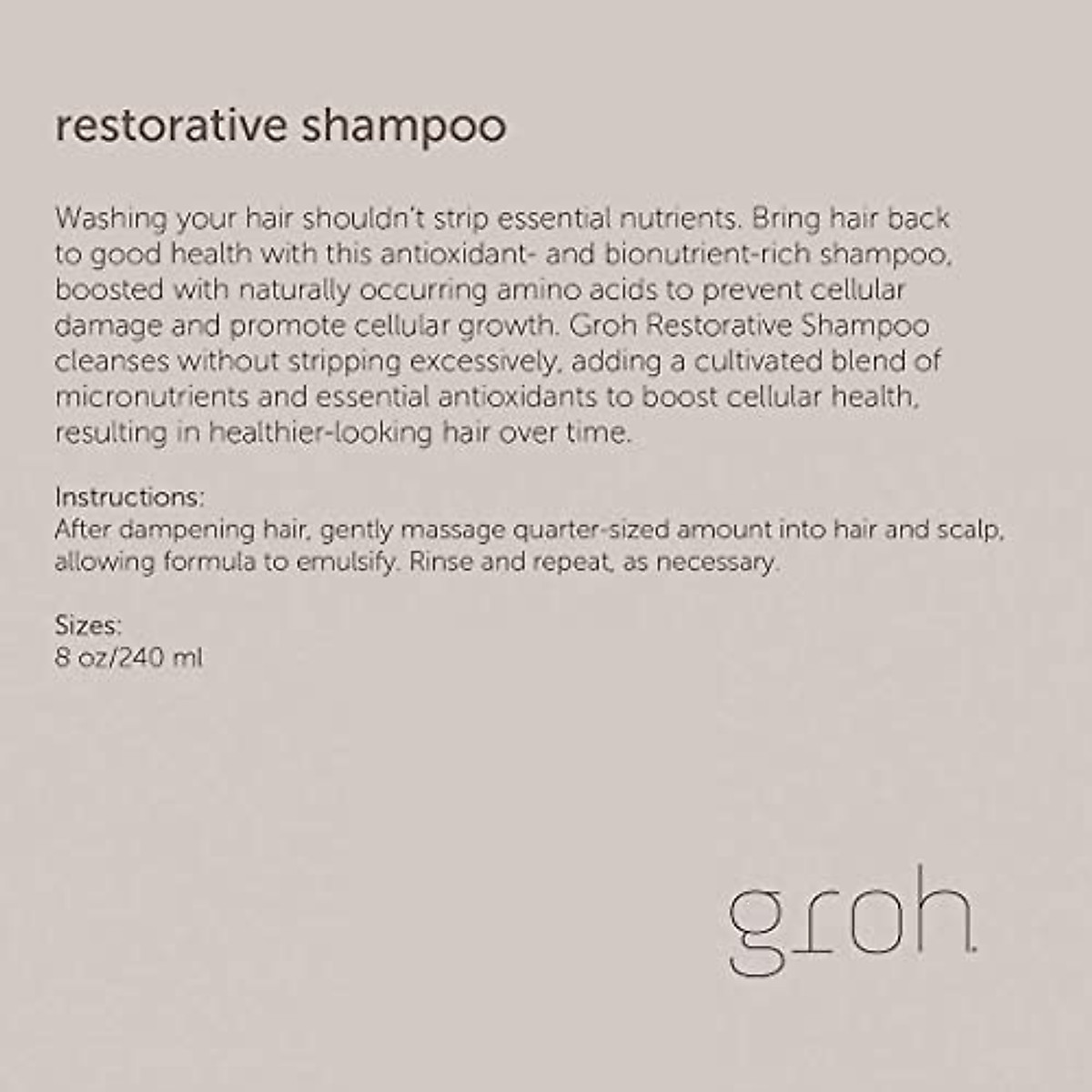 Groh Restorative Shampoo, 8oz.