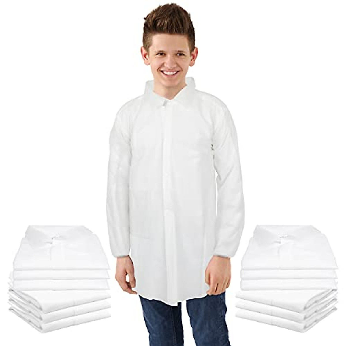 Disposable Lab Coats for Kids, 12 Pack - Lab Coats for Kids Science Party (Youth Medium)