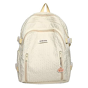 Verdancy Kawaii Backpack for Teens School College Students Travel Aesthetic Bookbag Cute Schoolbag Casual Daypack (Yellow)
