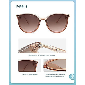 SOJOS Classic Round Sunglasses for Women Men Retro Vintage Shades Large Plastic Frame Sunnies SJ2067 with Crystal Brown Frame/Brown Lens