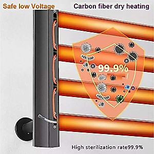 Bathroom Towel Warmer Electric Heated Towel Rack, Matte Black Towel Warmer Bathroom 304 Stainless Steel Electric Towel Rack Radiator Wall Mounted 89W Heated Towel Rail with Waterproof LED Switch, Bath