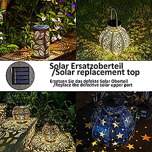 KZOBYD 2 Pack Solar Lights Replacement Top LED Solar Panel Lantern Lid Lights Bulb Replacement Part for Outdoor Hanging Lanterns DIY Table Lights Garden Patio Decor