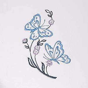 Soft Vinyl Round Toilet Seat with Embroidered Butterfly, White