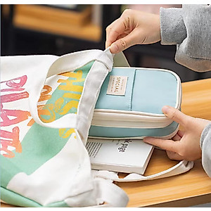 JECCYE Big Capacity Pencil Case, Large Pencil Pouch Pen Box Bag - Back to School Supplies for Teen Girls Boys, Aesthetic Cute Pencil Cases Holder Organizer Student Kids Gifts (Blue)