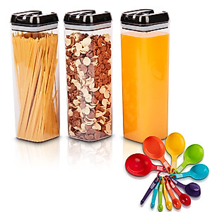 RedWoodBest Airtight Food Storage Containers Durable Food Containers to Keep Food Fresh – Tidy Your Kitchen Using Our Pantry Storage – Airtight Containers for Organizing - 3pc set