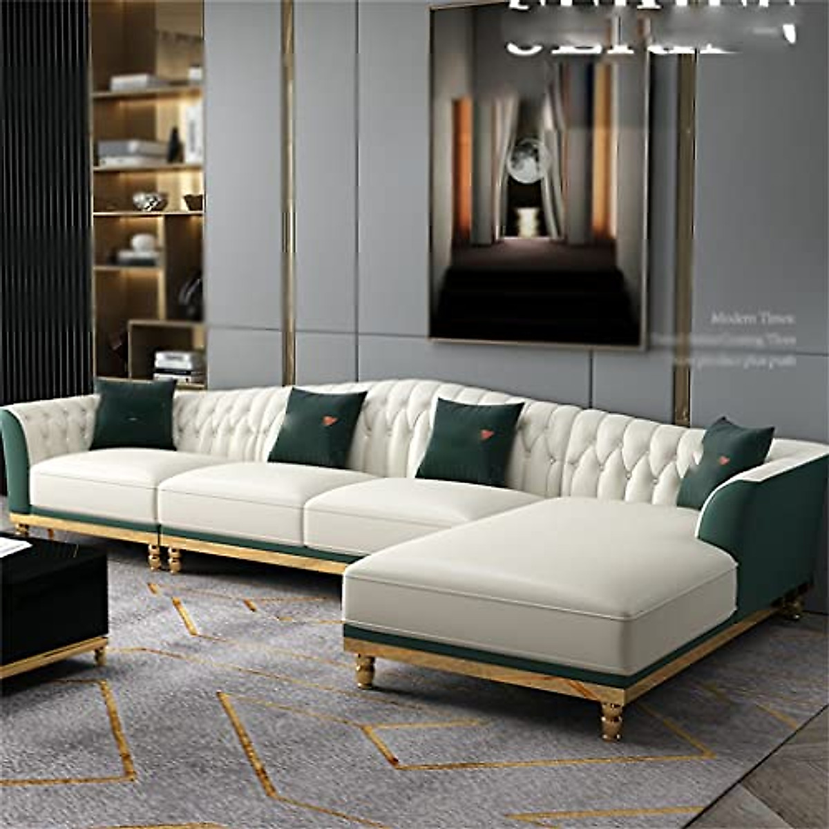 SXNBH Sofa Postmodern Living Room Corner Combination Size Apartment Villa Leather Sofa
