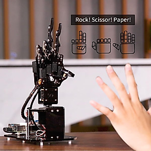 HIWONDER uHandPi Raspberry Pi Robotic Hand AI Vision Bionic Mechanical Hand with Python Programming Powered by Raspberry Pi 4B 4GB (Left Hand)