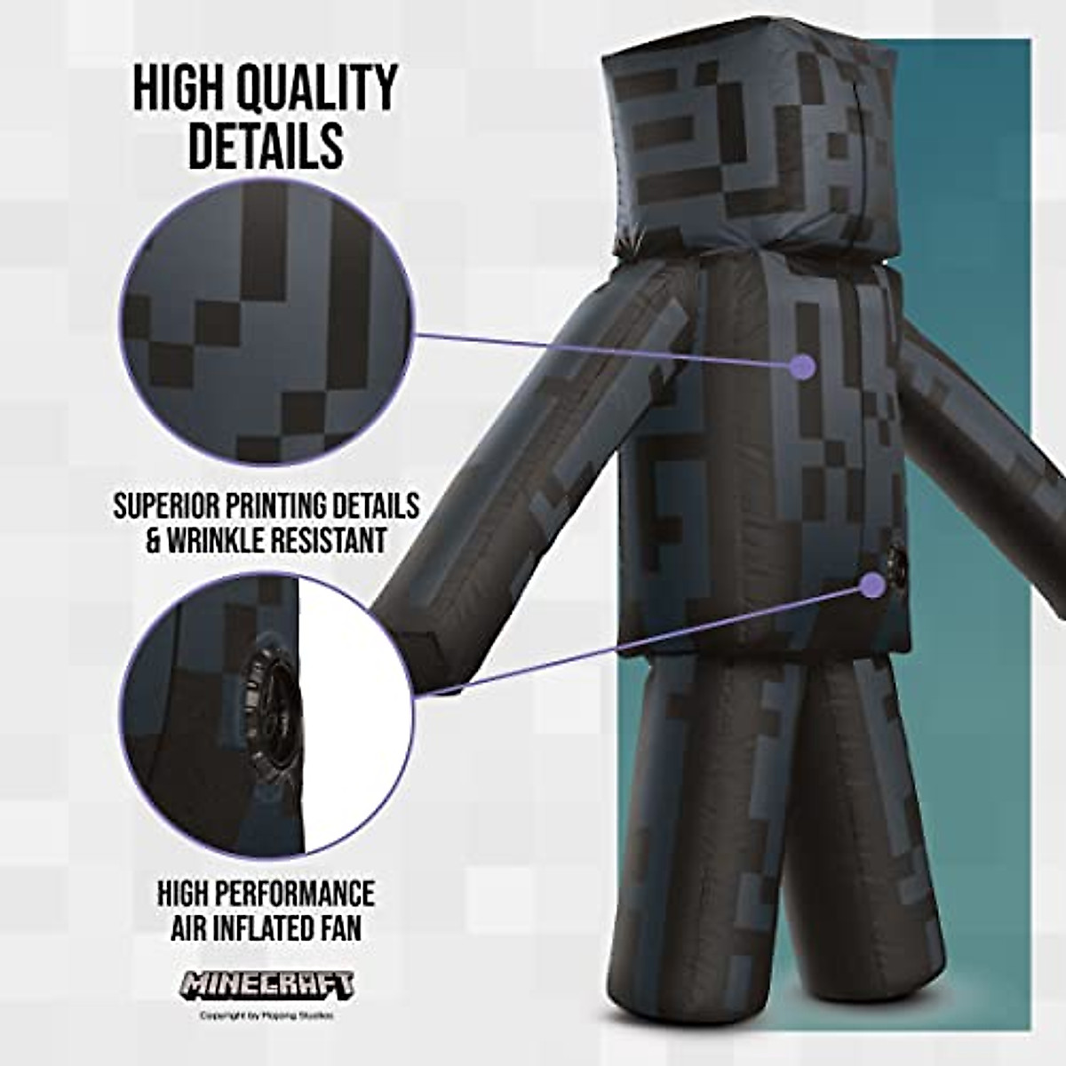 Enderman Costume, Inflatable Minecraft Costumes for Kids, Child Size Fan Operated Expandable Blow Up Suit Black