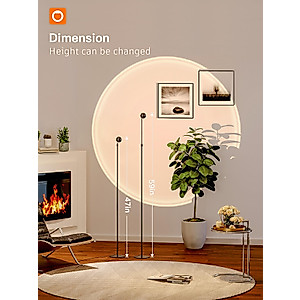 addlon Floor lamp for Living Room, Simple Design Reading Floor lamp with Remote, dimmable Modern lamp for Bedroom, Adjustable Height Projector Lamps - Black