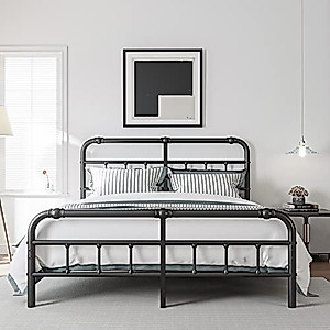 BOSRII King Size Bed Frame with Headbaord and Footboard, 18 Inches High, 3500 Pounds Heavy Duty Metal Slats Support for Mattress, No Box Spring Needed,Noise-Free, Black