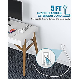 Flat Extension Cord, 5ft Ultra Flat Plug Power Strip - 3 Outlets 4 USB Ports (2 USB C) Desk Charging Station Power Strip with No Surge Protection for Cruise Ship, Travel, Dorm Room Essentials